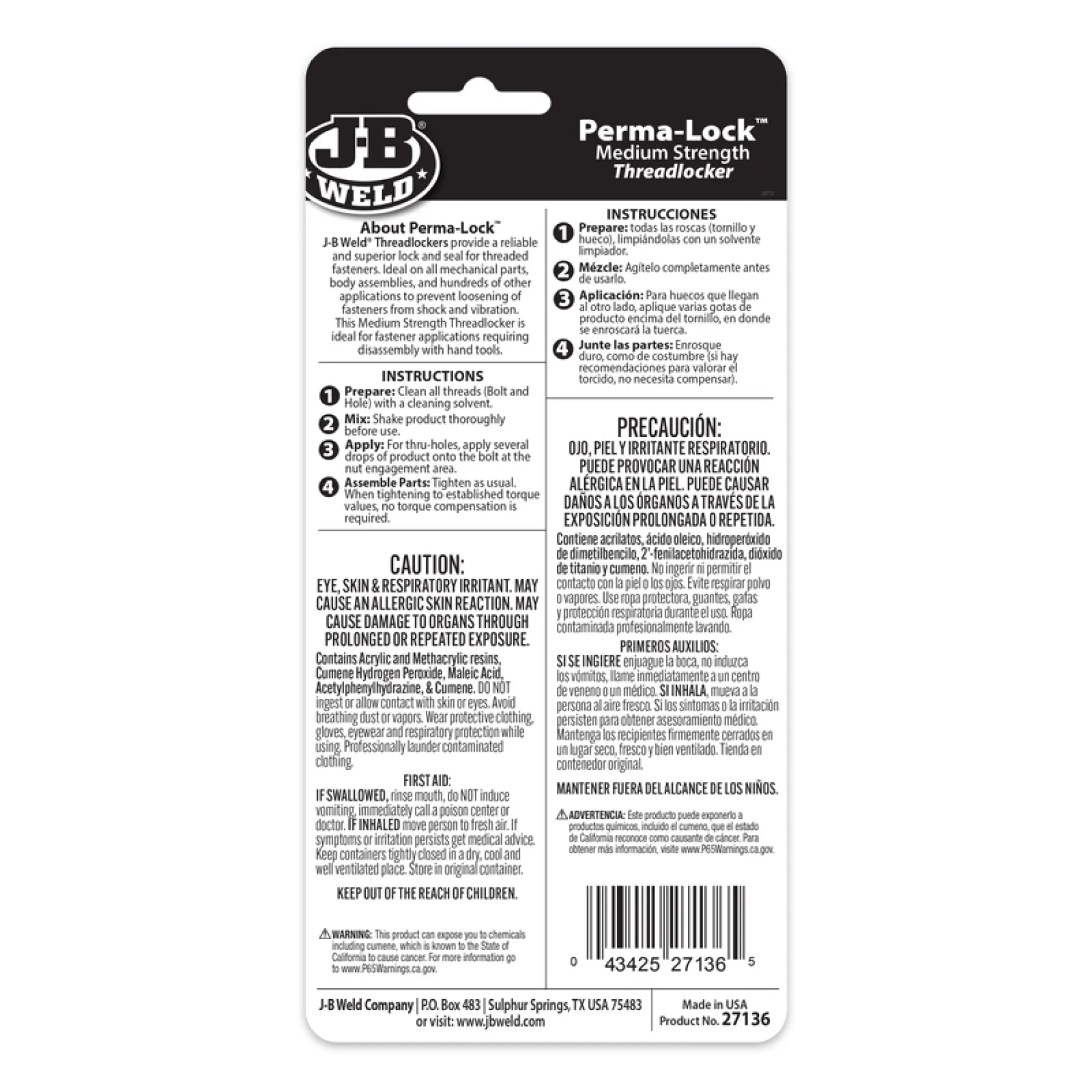 Perma Lock Red Threadlocker 36ml | J-B Weld