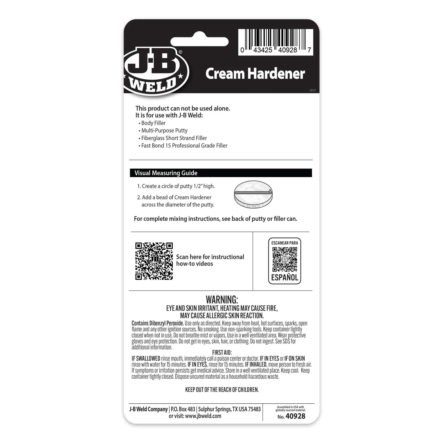 Cream Hardener 2.75 Oz | J-B Weld