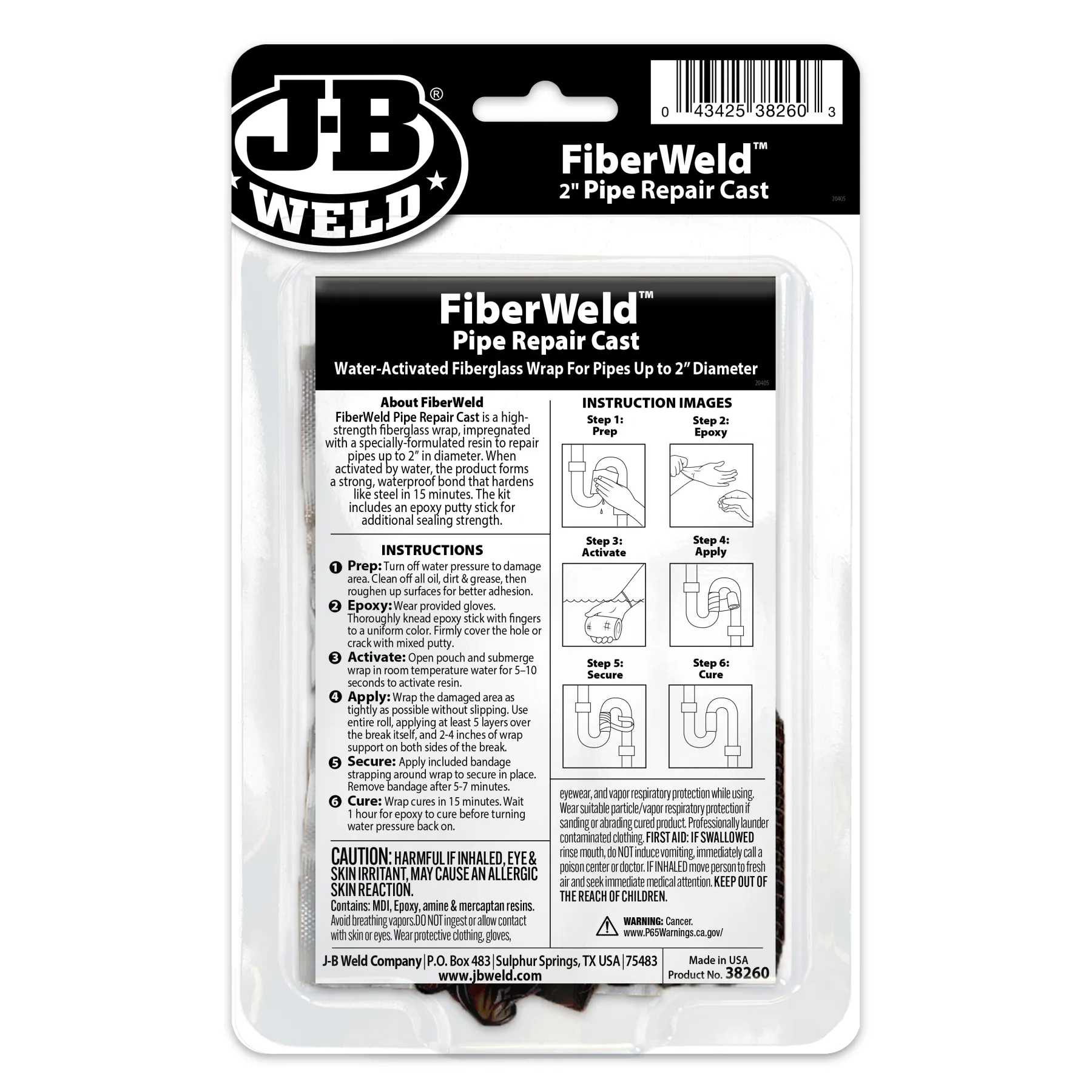 FiberWeld 2 inch Pipe Repair Cast | J-B Weld