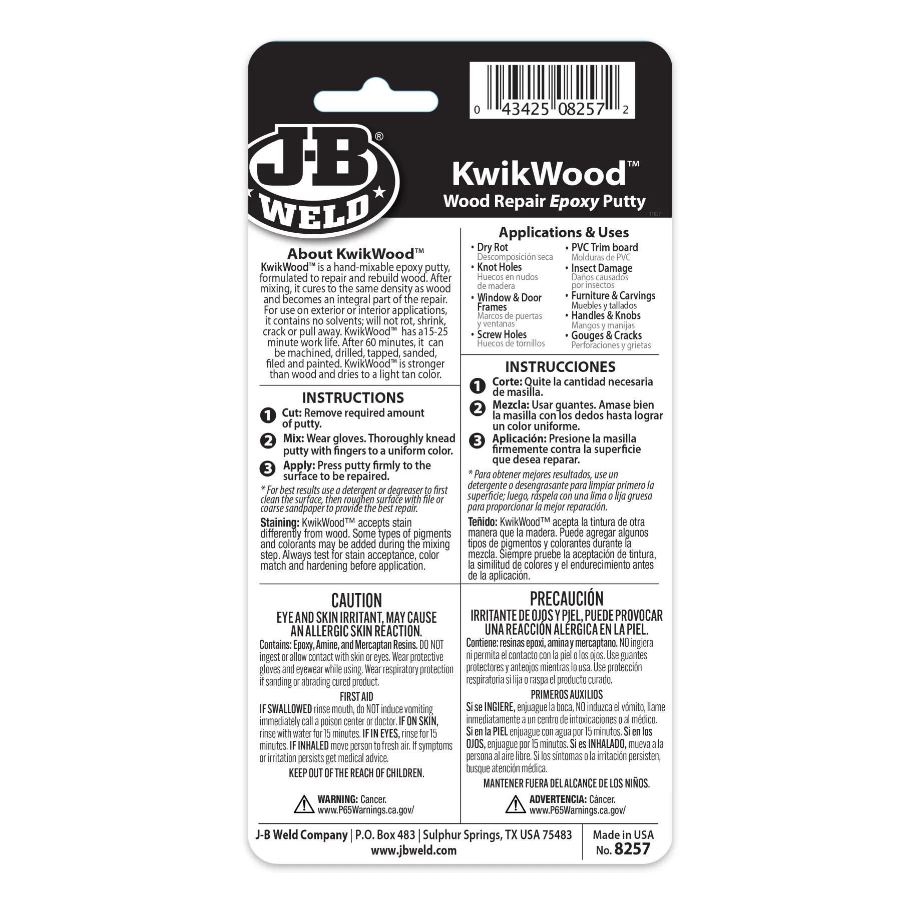 KwikWood Epoxy Putty - 1oz | J-B Weld
