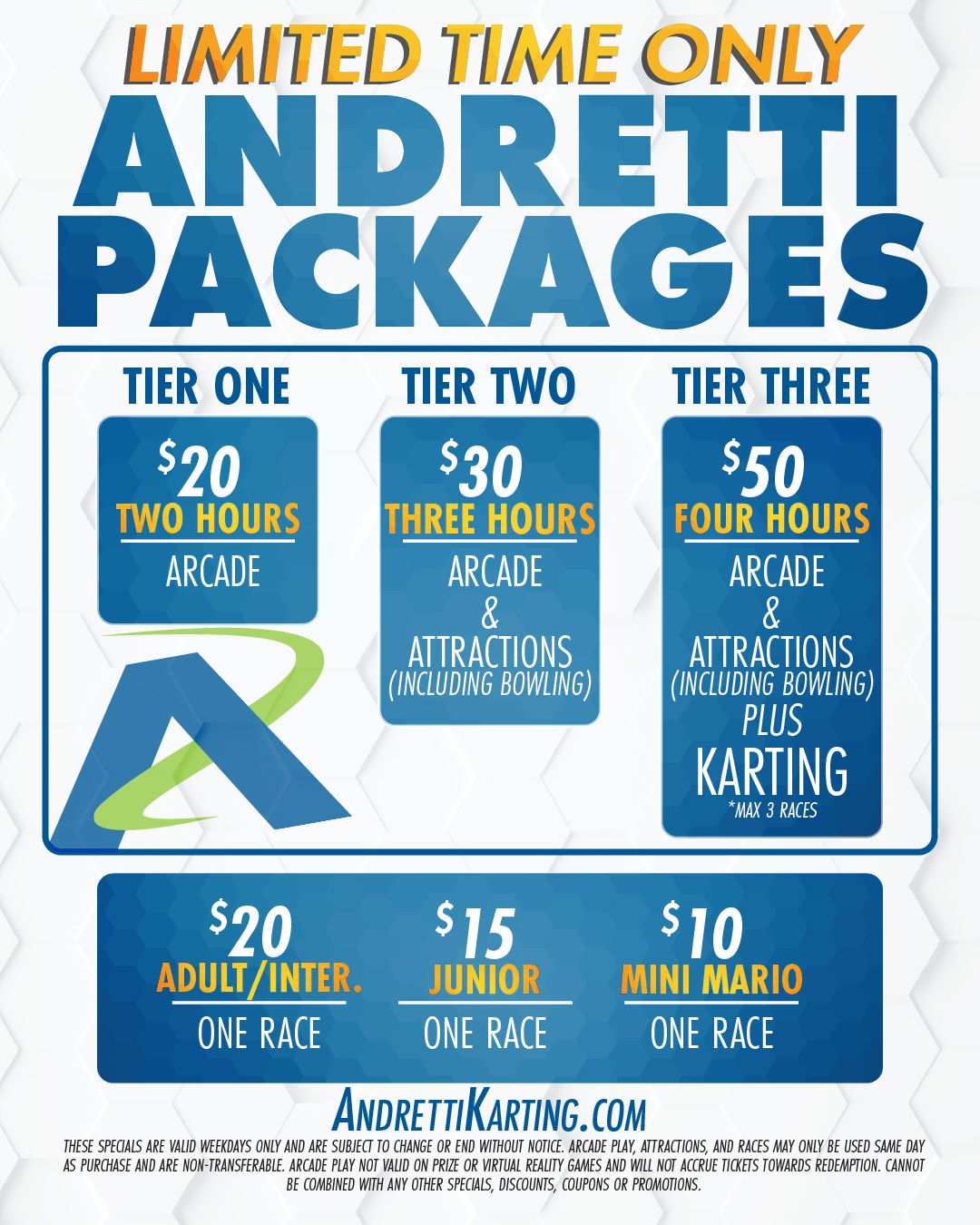 Andretti Indoor Karting |Grand Prairie, TX | Pricing