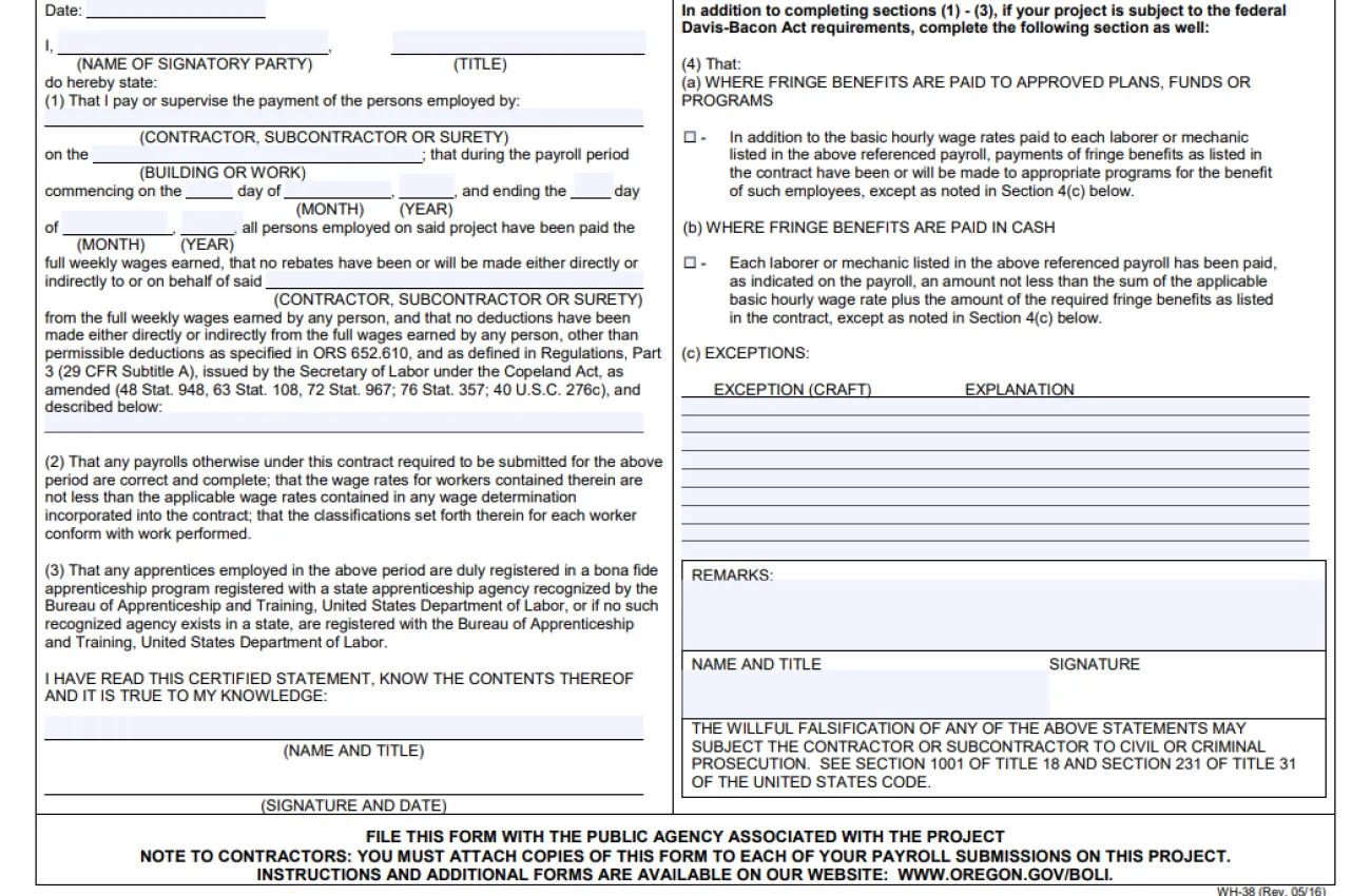 Prevailing Wage and Davis-Bacon Compliance in Oregon | eMars