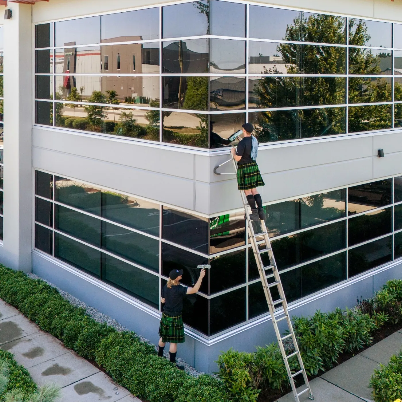 Commercial Exterior Cleaning | Commercial Window Cleaning | Men In Kilts