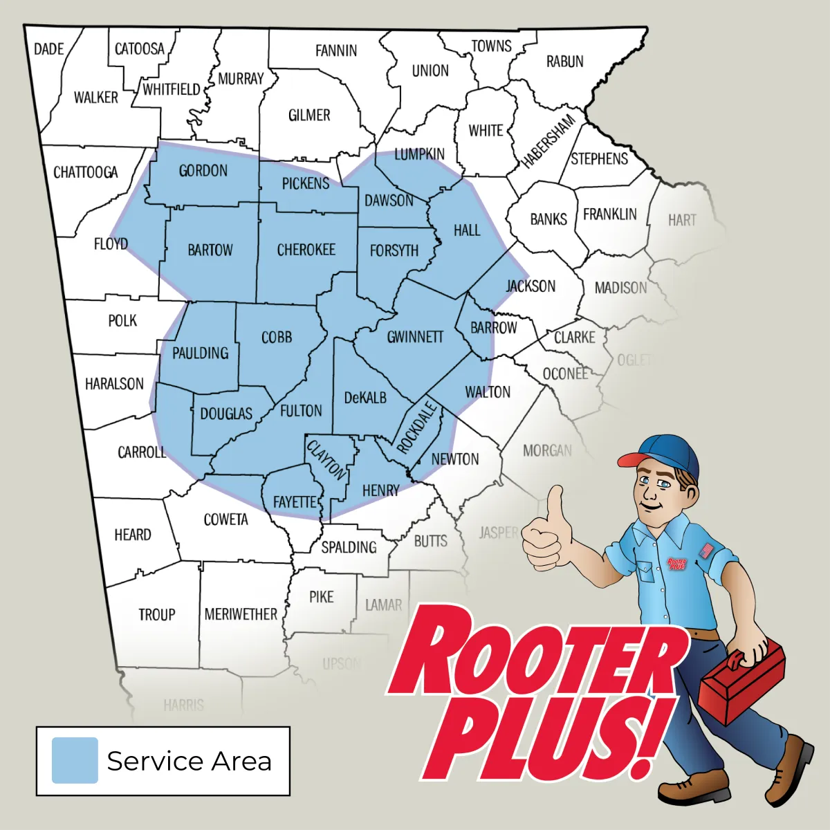 Metro Atlanta Emergency Plumbers | Areas We Serve | RooterPLUS!