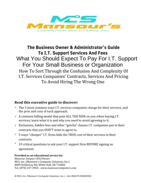 IT Services & IT Support Little Rock, AR | Mansour's Computer Solutions ...