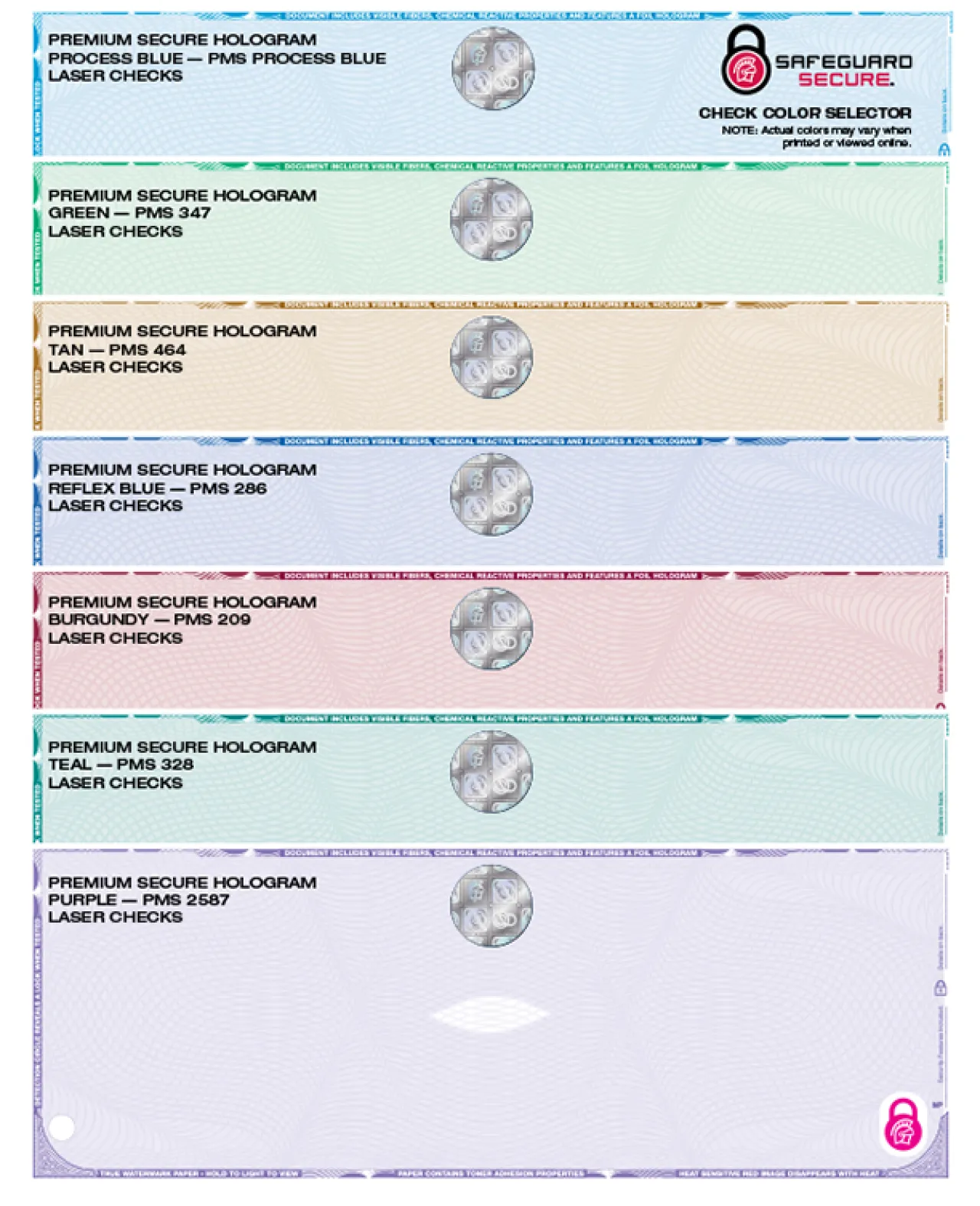 Check Color Selector Guide for Secure Checks | Safeguard Service