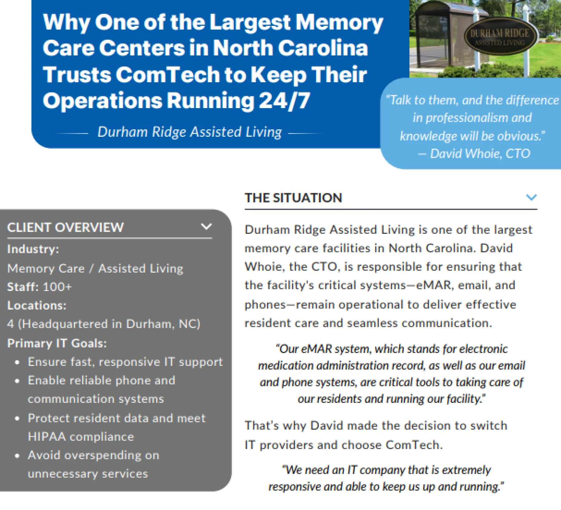 Assisted Living IT Services in North Carolina | ComTech Network Solutions