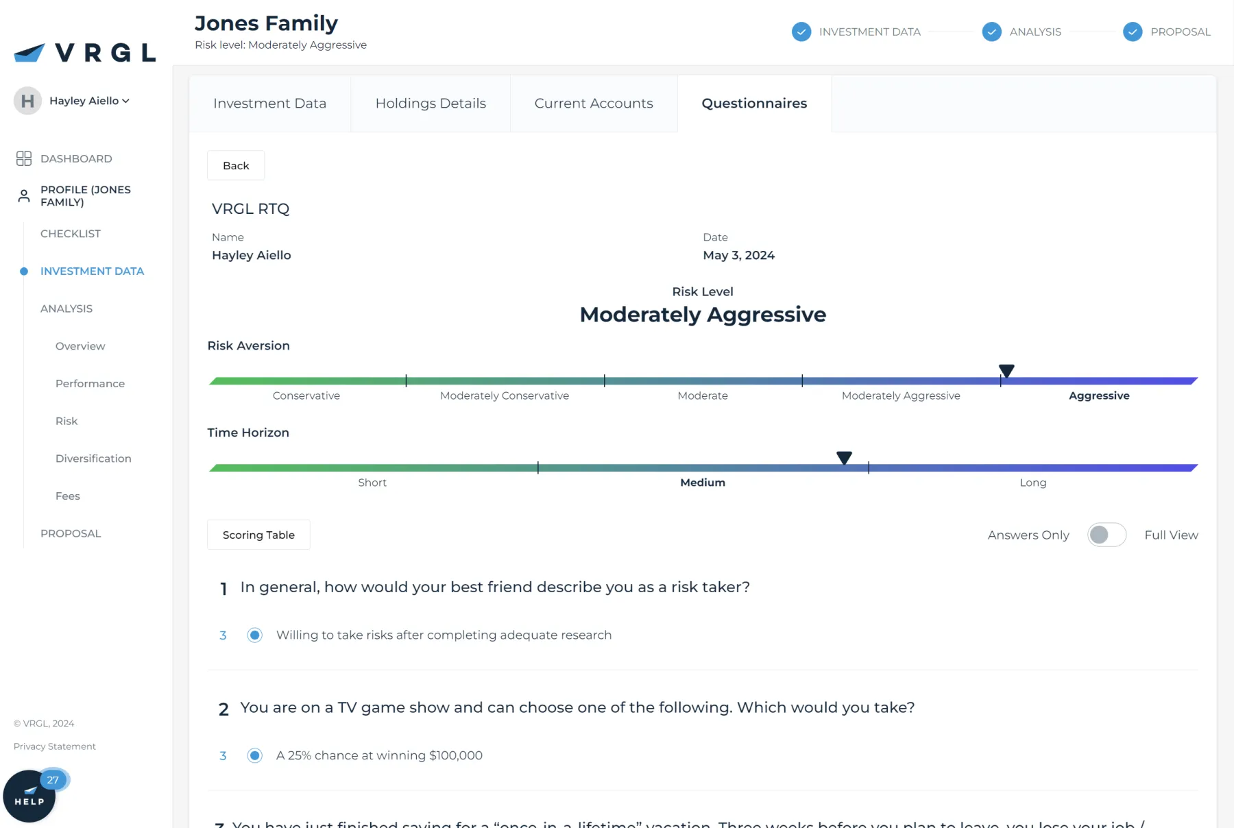 Investment Proposal Tool for Advisors | VRGL | VRGL